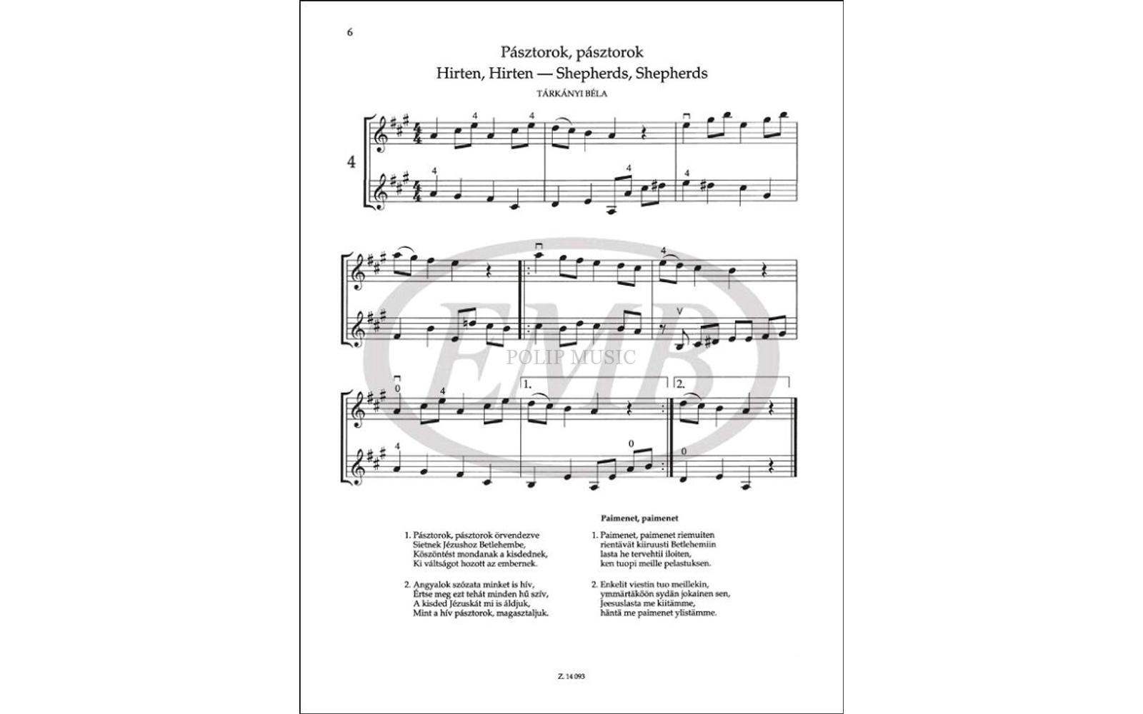 Papp Csordapásztorok hegedűre - KARÁCSONYI KOTTA