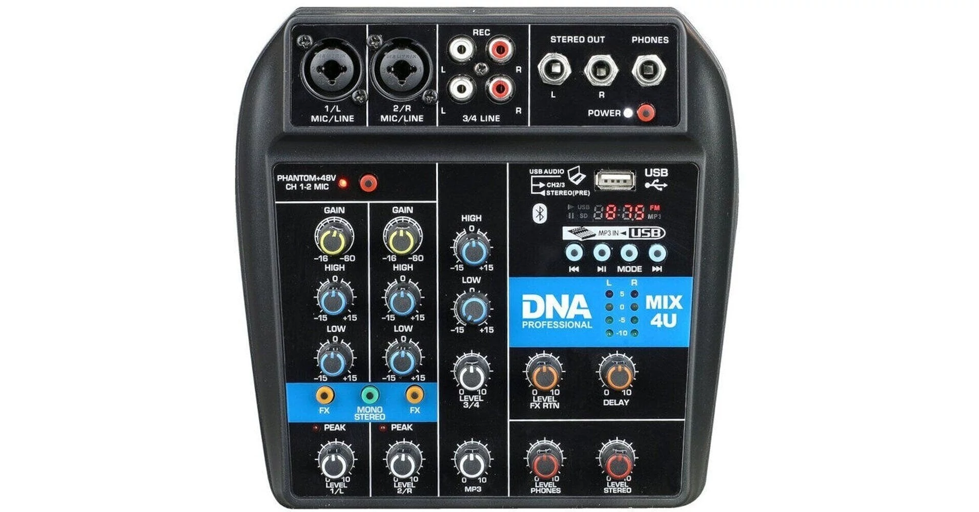 DNA MIX 4U 4 csatornás USB, MP3, Bluetooth analóg Keverő - ANALÓG KEVERŐ
