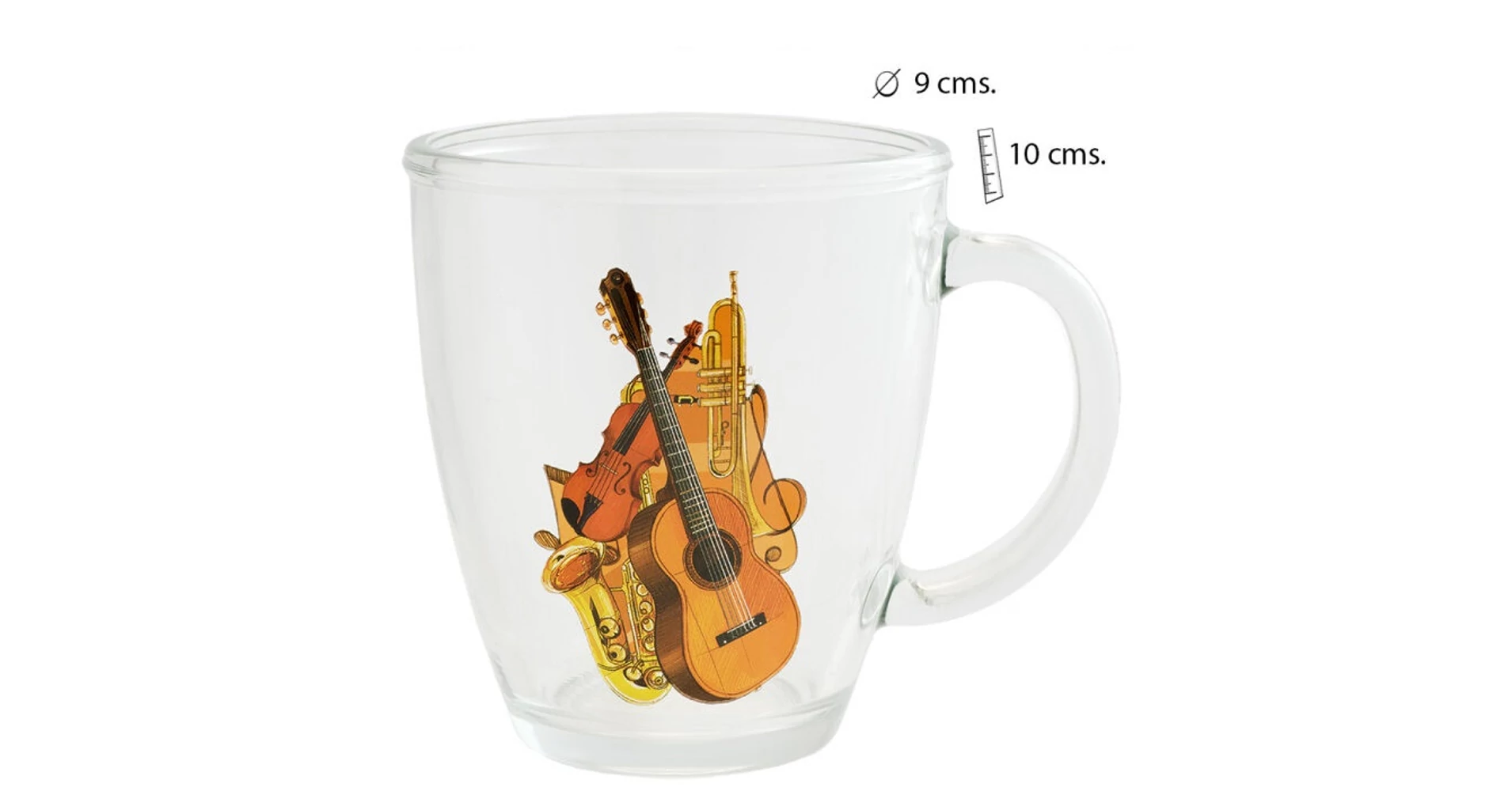 Átlátszó, színes hangszer mintás üvegpohár 250 ml MER00.425 Zenei ...
